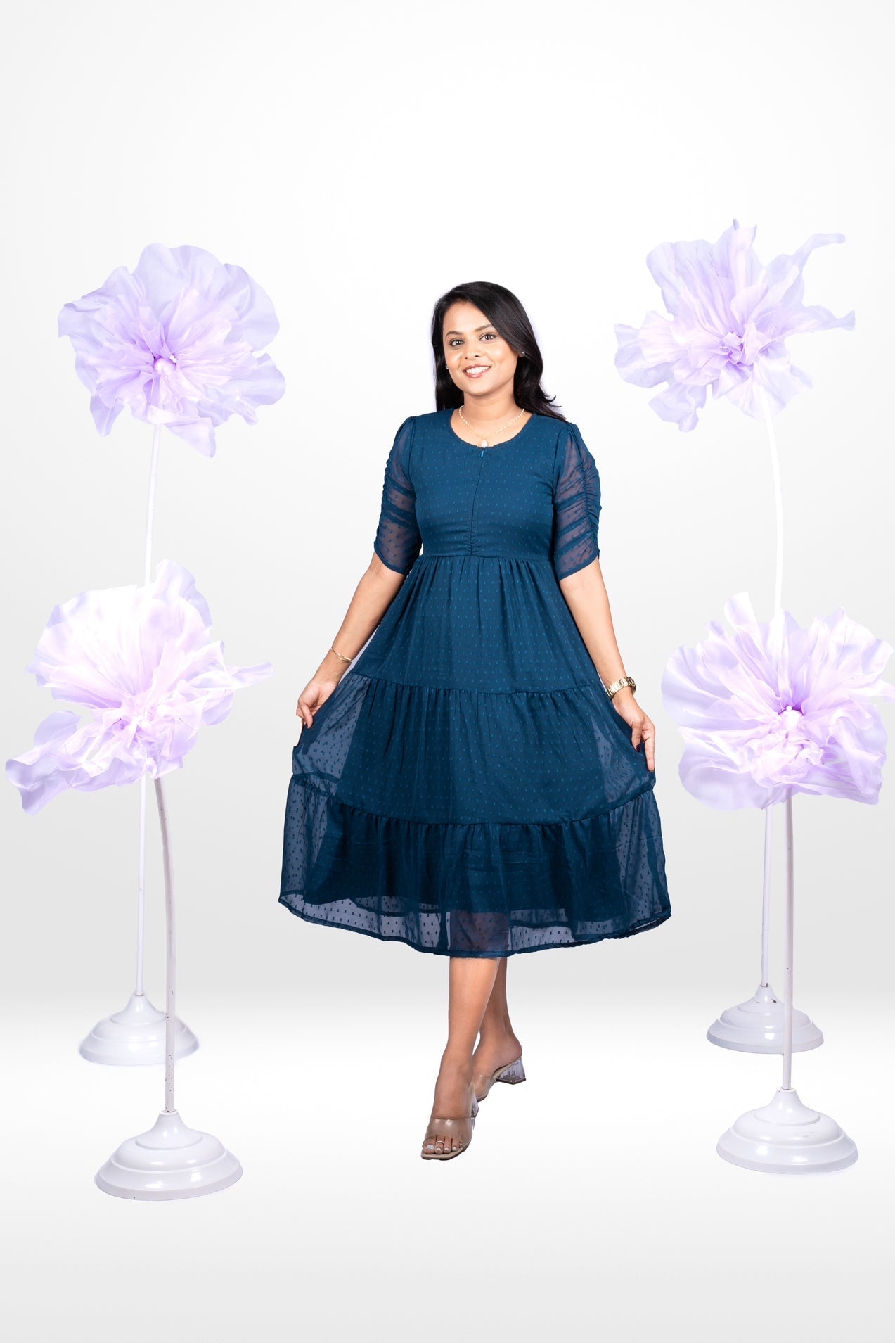 Diamond Georgette Casual Dress with Lining - Perfect for Any Occasion ...